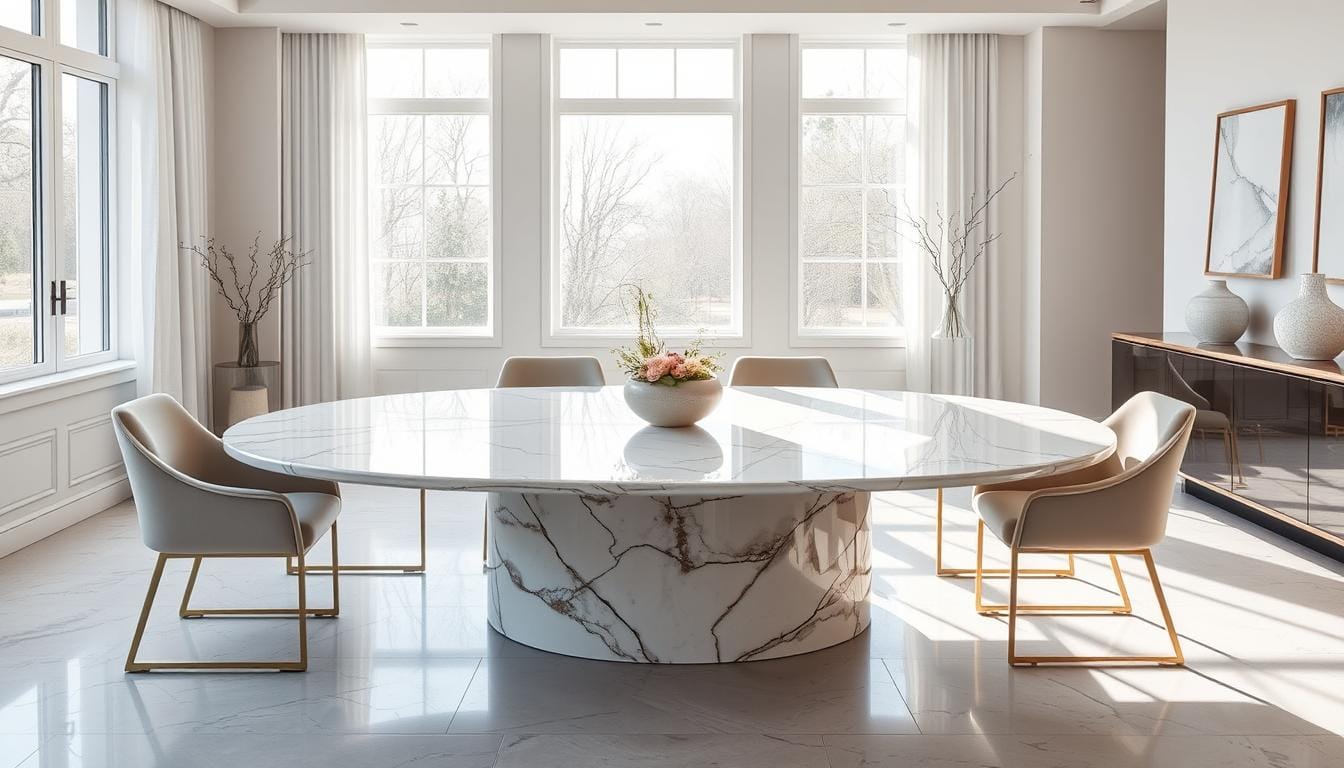 Elegant Oval Marble Dining Table for Your Home